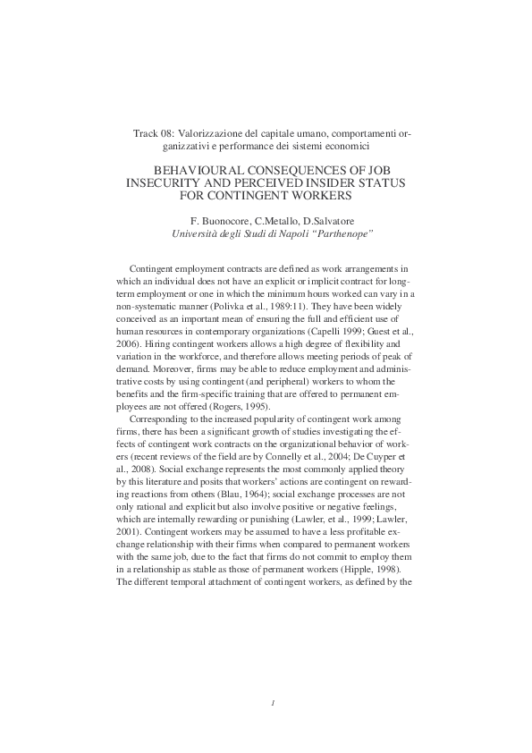 (PDF) Behavioural consequences of job insecurity and perceived insider ...