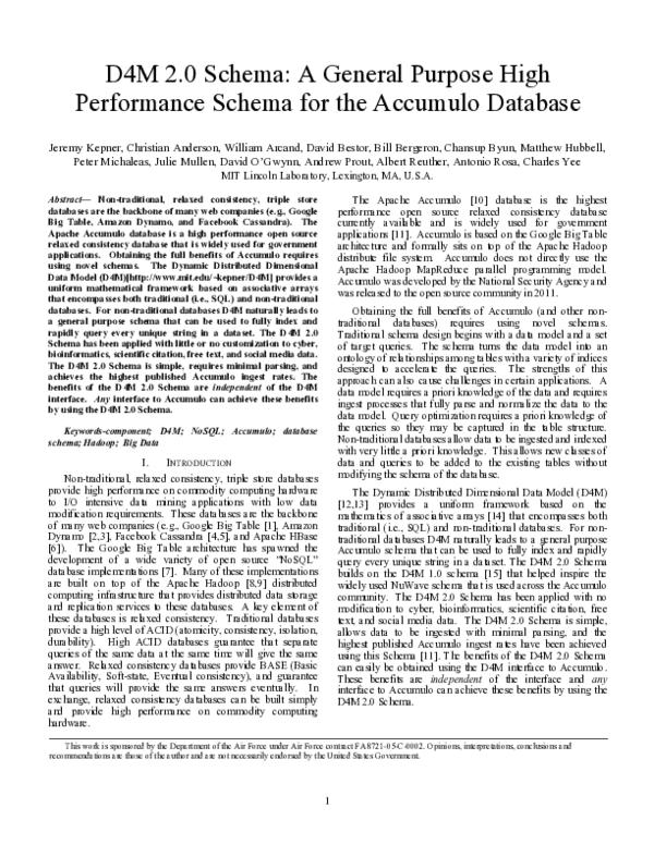 (PDF) D4M 2.0 schema: A general purpose high performance schema for the ...