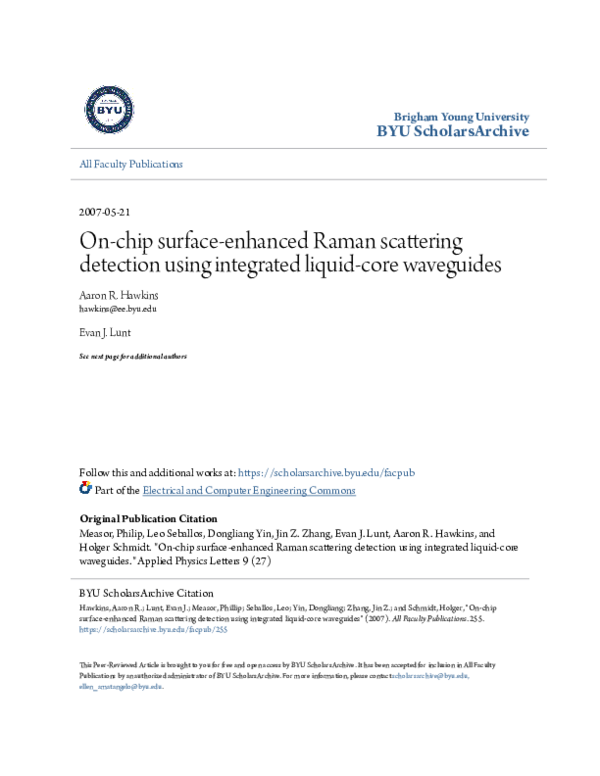 (PDF) On-chip surface-enhanced Raman scattering detection using integrated liquid-core waveguides