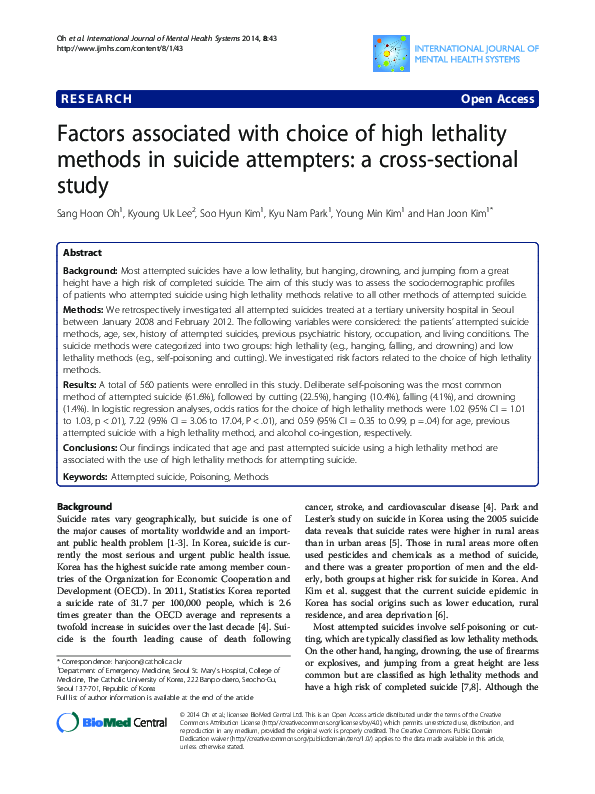 (PDF) Factors associated with choice of high lethality methods in ...