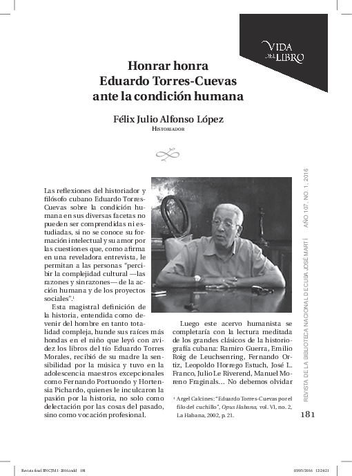 (PDF) Honrar honra Eduardo Torres-Cuevas ante la condición humana