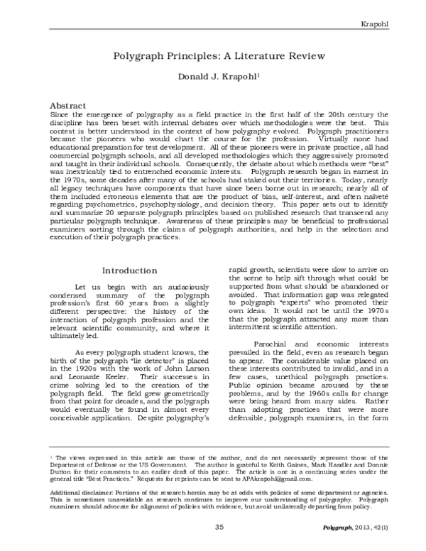 (PDF) Polygraph Principles: A Literature Review