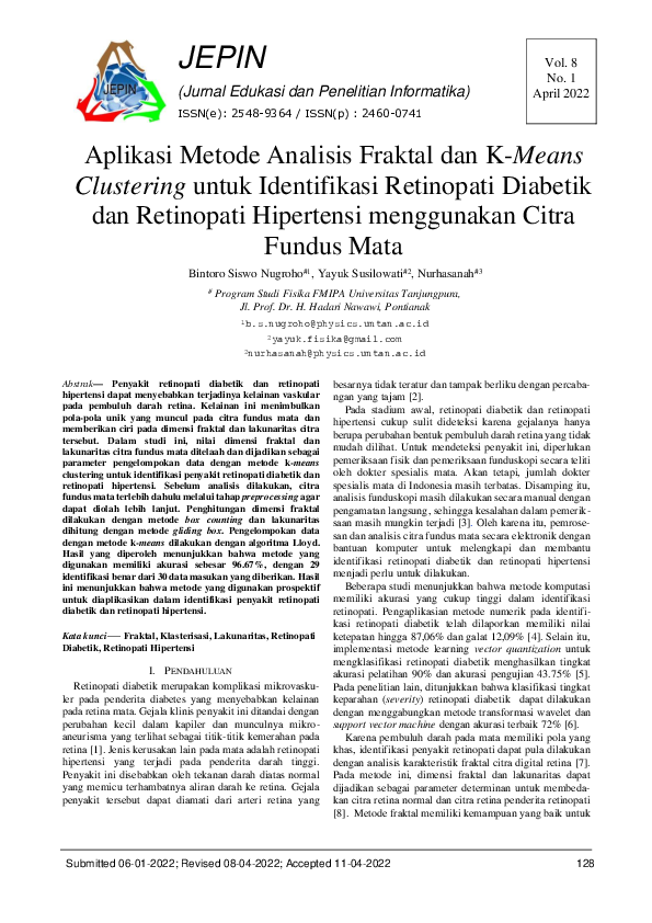 (PDF) Aplikasi Metode Analisis Fraktal dan K-Means Clustering untuk ...