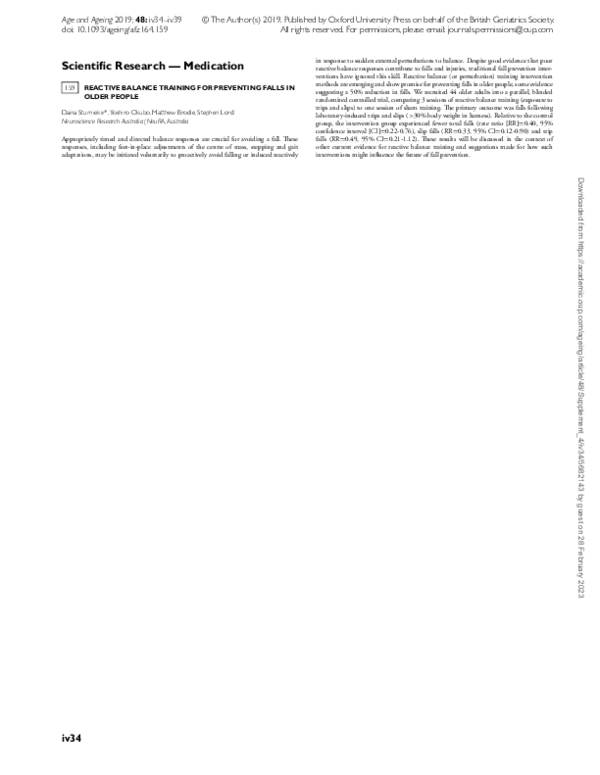 (PDF) 159 Reactive Balance Training for Preventing Falls in Older People