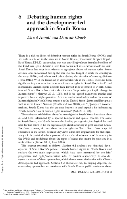 (PDF) Debating human rights and the development-led approach in South Korea