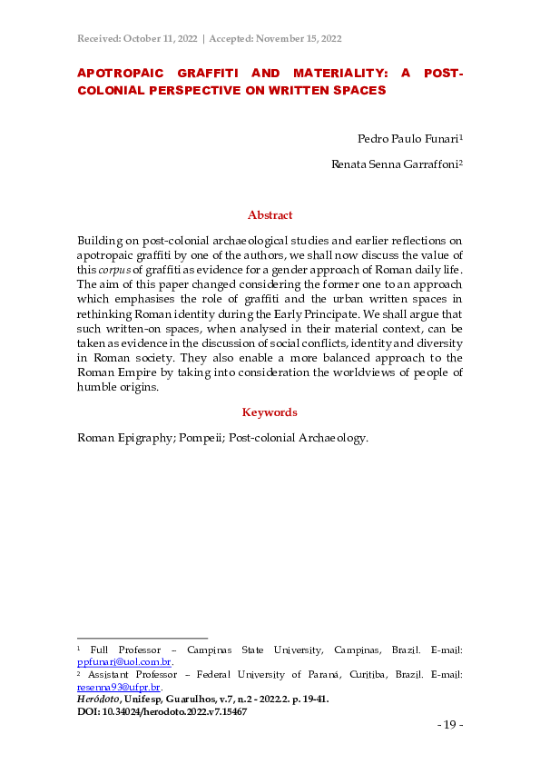 (PDF) APOTROPAIC GRAFFITI AND MATERIALITY: A POST-COLONIAL PERSPECTIVE ...