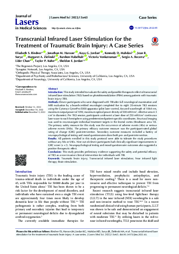 (PDF) Transcranial Infrared Laser Stimulation for the Treatment of ...