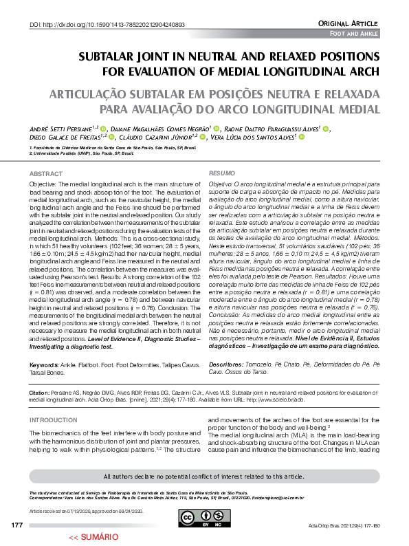 (PDF) Subtalar Joint in Neutral and Relaxed Positions for Evaluation of ...