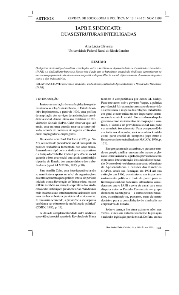(PDF) IAPB e sindicato: duas estruturas interligadas