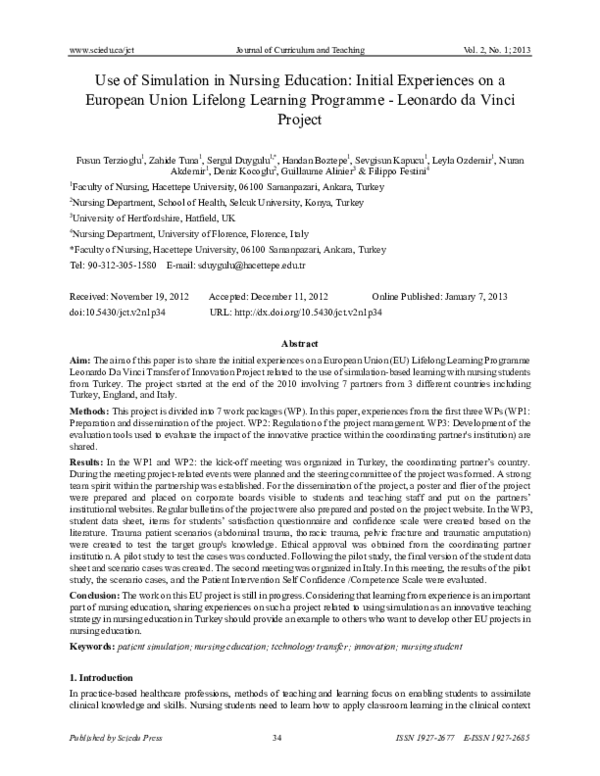 (PDF) European Union Lifelong Learning Programme- Leonardo da Vinci Project