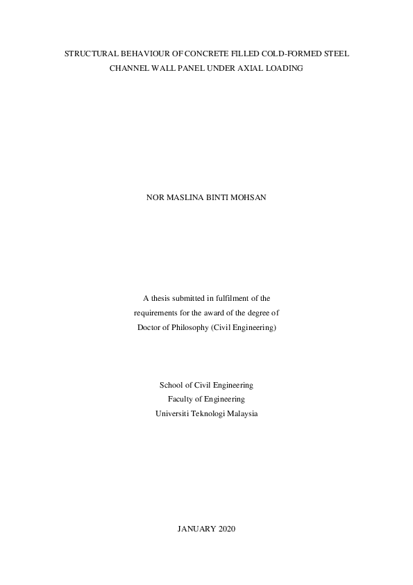 (PDF) Structural behaviour of concrete filled cold-formed steel channel wall panel under axial ...