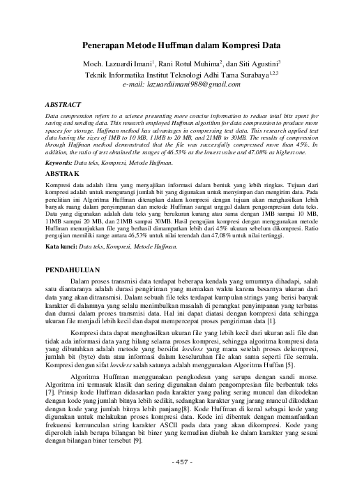 (PDF) Penerapan Metode Huffman Dalam Kompresi Data