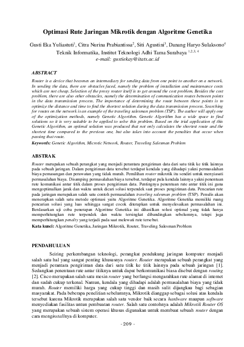(PDF) Optimasi Rute Jaringan Mikrotik dengan Algoritme Genetika