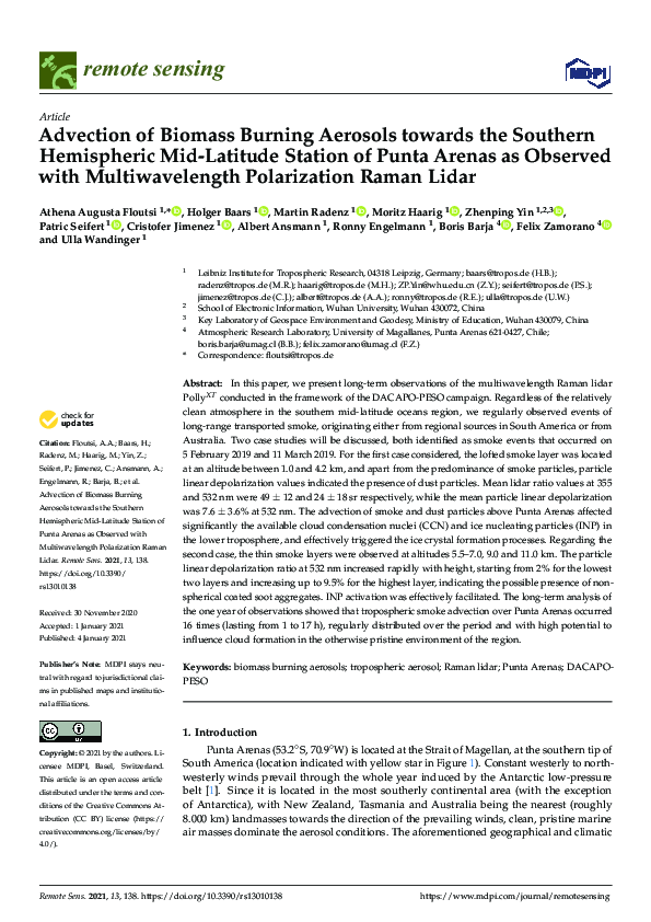 (PDF) Advection of Biomass Burning Aerosols towards the Southern Hemispheric Mid-Latitude ...