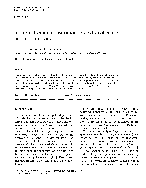 (PDF) Renormalization of hydration forces by collective protrusion modes