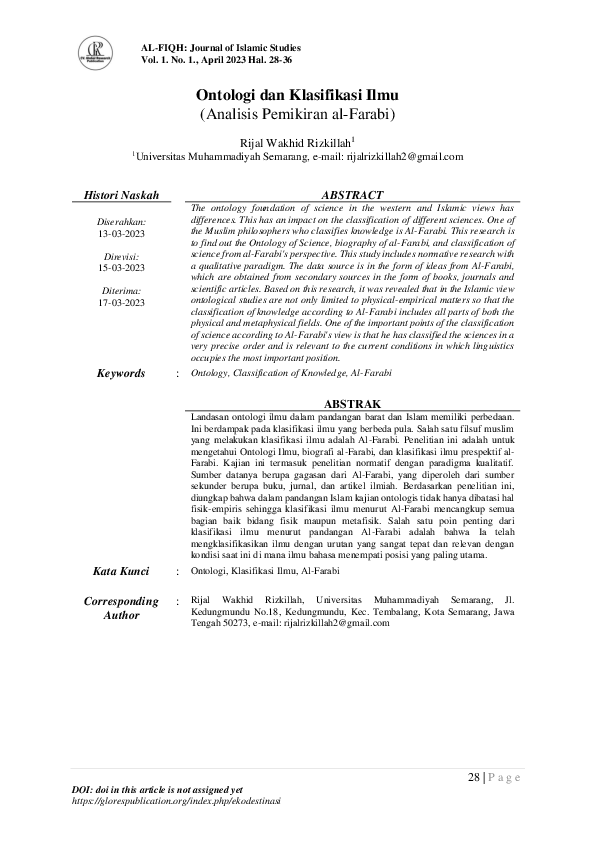 (PDF) Ontologi dan Klasifikasi Ilmu