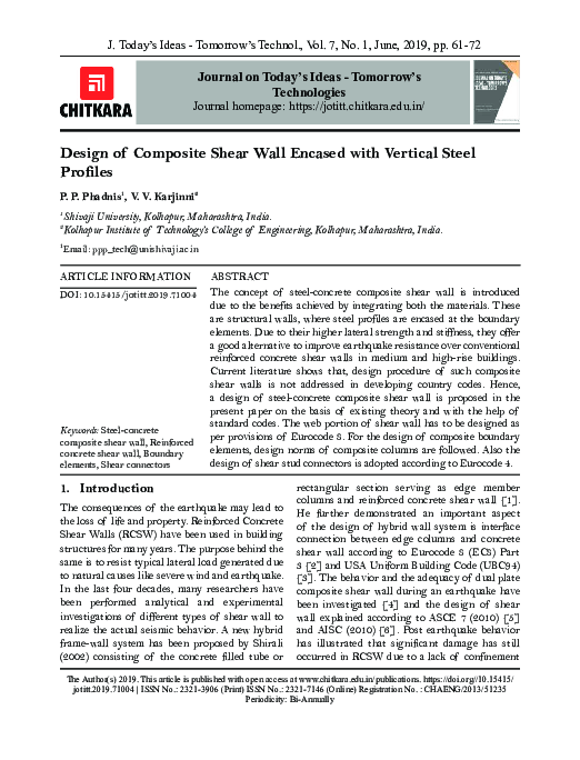 (PDF) Design of Composite Shear Wall Encased with Vertical Steel Profiles