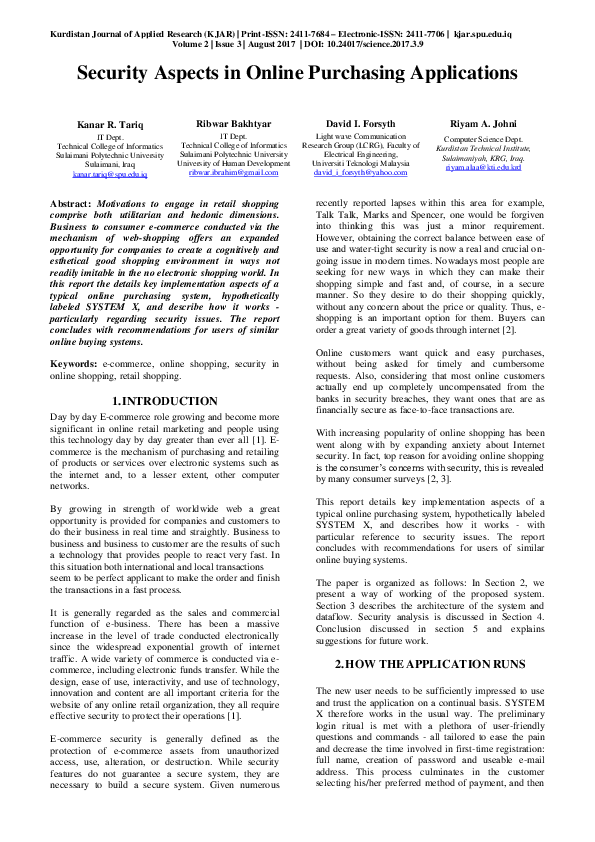 (PDF) Security Aspects in Online Purchasing Applications