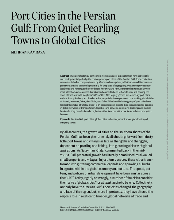 (PDF) Port Cities in the Persian Gulf: From Quiet Pearling Towns to ...
