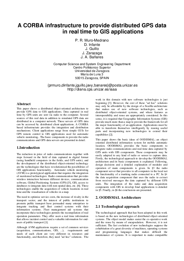 (PDF) A CORBA infrastructure to provide distributed GPS data in real time to GIS applications ...