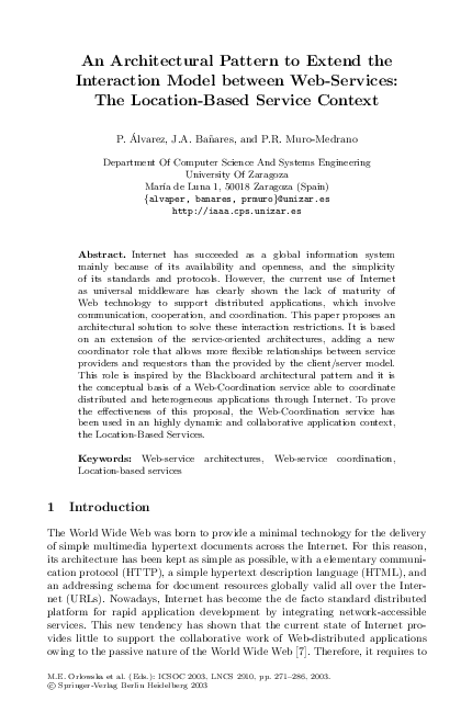 (PDF) An Architectural Pattern to Extend the Interaction Model between Web-Services: The ...