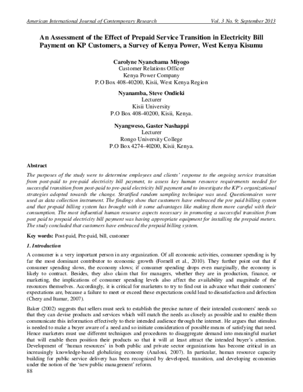 (PDF) An Assessment of the Effect of Prepaid Service Transition in ...