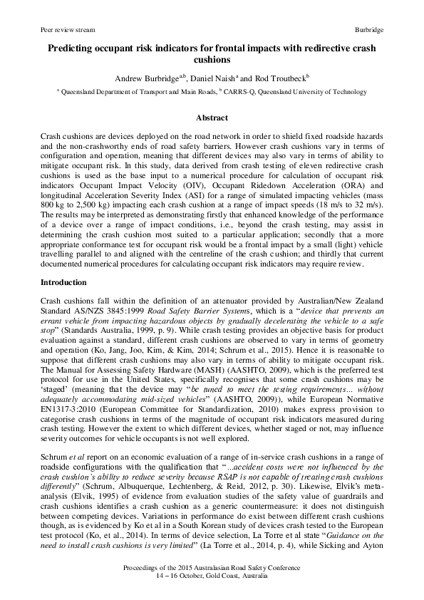 (PDF) Predicting occupant risk indicators for frontal impacts with ...