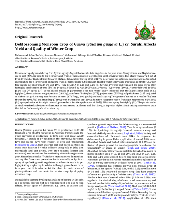 (PDF) Deblossoming Monsoon Crop of Guava (Psidium guajava L.) cv ...