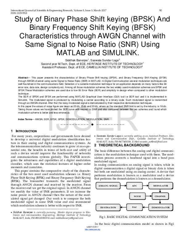 (PDF) Study of Binary Phase Shift keying (BPSK) And Binary Frequency Shift Keying (BFSK ...