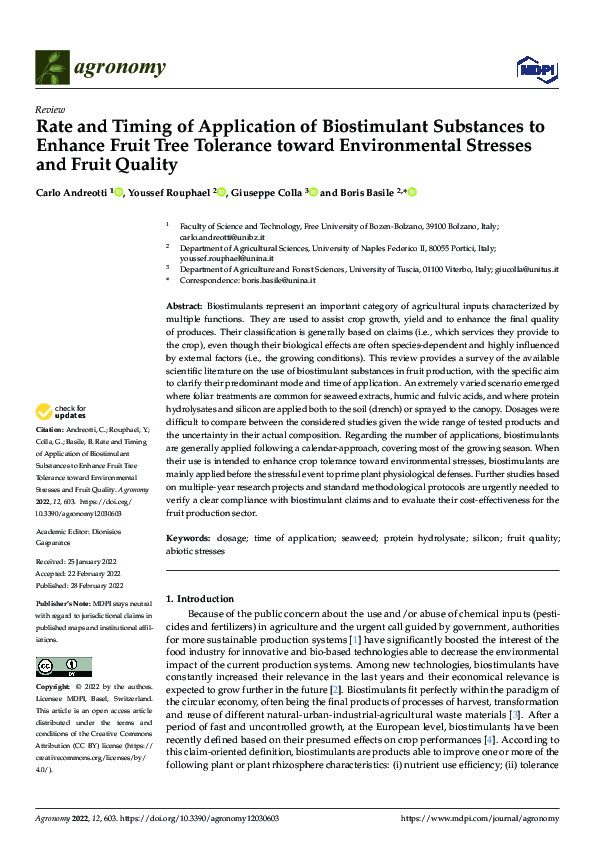 (PDF) Rate and Timing of Application of Biostimulant Substances to Enhance Fruit Tree Tolerance ...