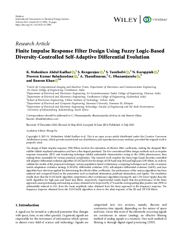 Pdf Finite Impulse Response Filter Design Using Fuzzy Logic Based