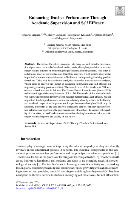 (PDF) Enhancing Teacher Performance Through Academic Supervision and Self Efficacy