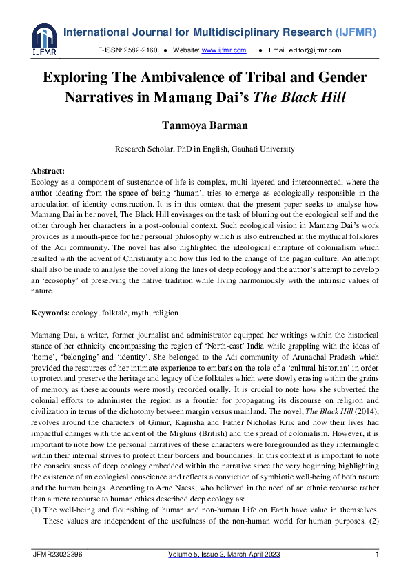 (PDF) Exploring the Ambivalence of Tribal and Gender Narratives in ...