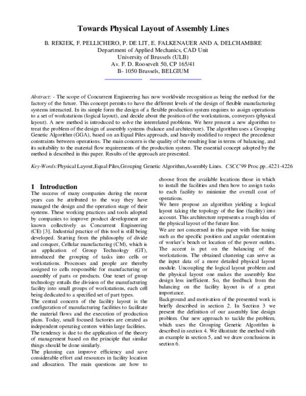 (PDF) Towards physical layout of assembly lines
