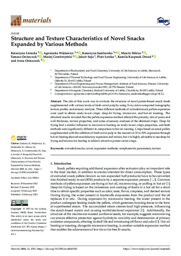 (PDF) Structure and Texture Characteristics of Novel Snacks Expanded by ...