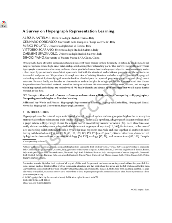 (PDF) A Survey on Hypergraph Representation Learning