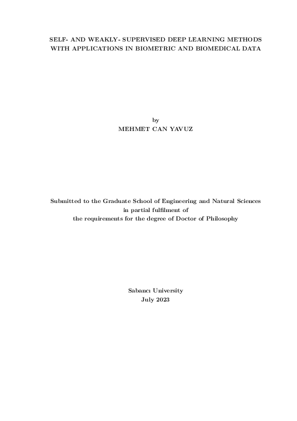 Pdf Self And Weakly Supervised Deep Learning Methods With Applications In Biometric And