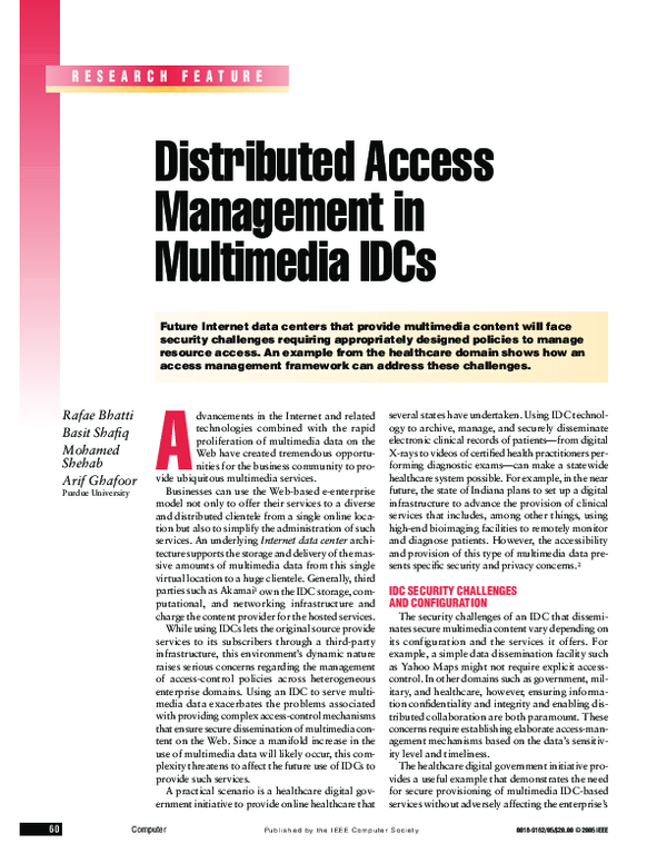 (PDF) Distributed access management in multimedia IDCs