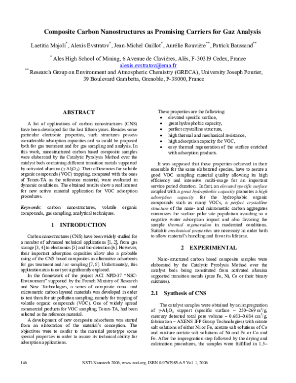 (PDF) Composite Carbon Nanostructures as Promising Carriers for Gaz Analysis