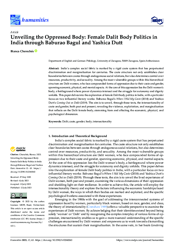 (PDF) Unveiling the Oppressed Body: Female Dalit Body Politics in India ...