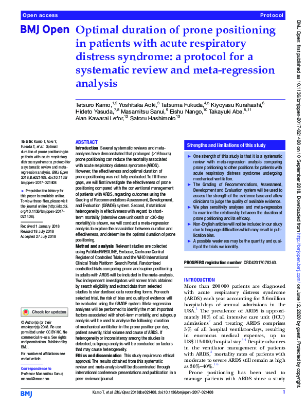 (PDF) Optimal duration of prone positioning in patients with acute ...
