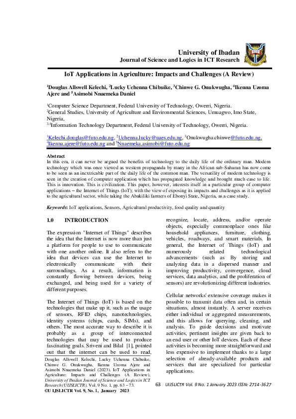 (PDF) University of Ibadan Journal of Science and Logics in ICT ...