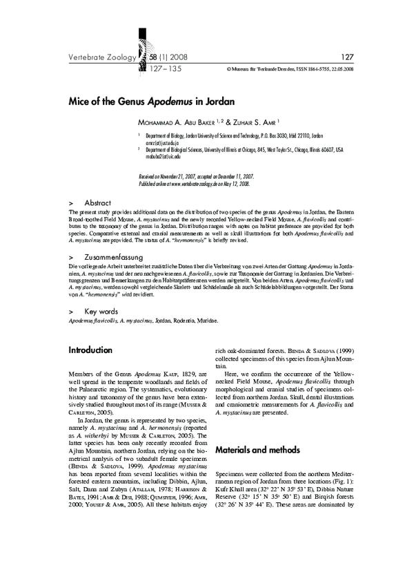 (PDF) Mice of the Genus Apodemus in Jordan