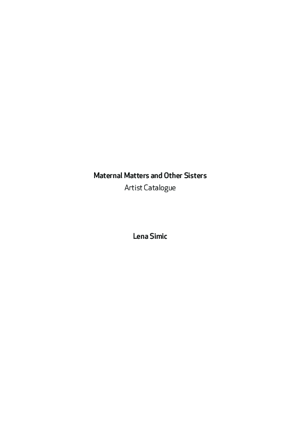 (PDF) Maternal Matters and Other Sisters Artist Catalogue | Lena Simic ...