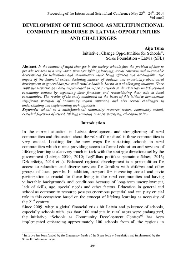 (PDF) Development of the School as Multifunctional Community Resourse ...