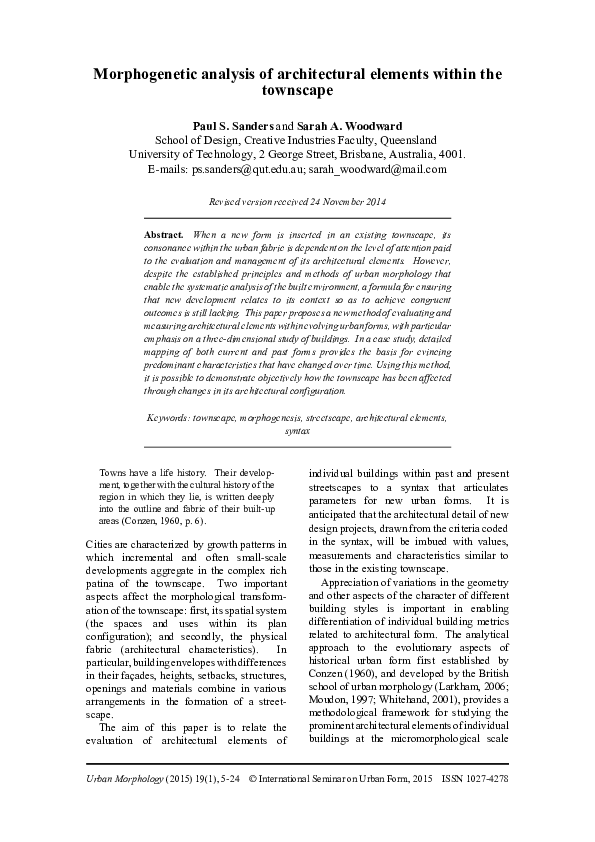 (PDF) Morphogenetic analysis of architectural elements within the townscape