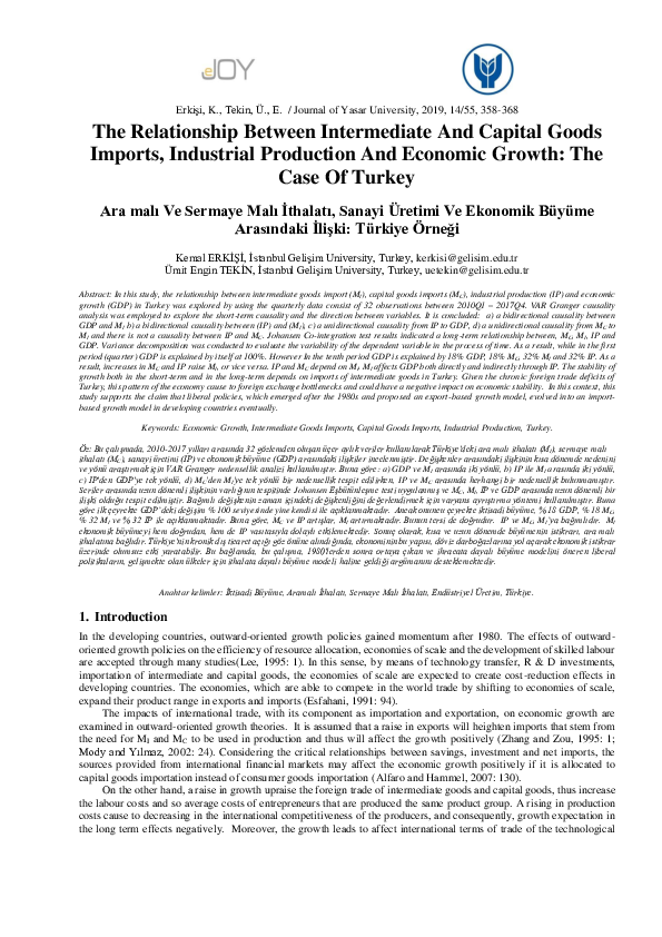 Pdf The Relationship Between Intermediate And Capital Goods Imports