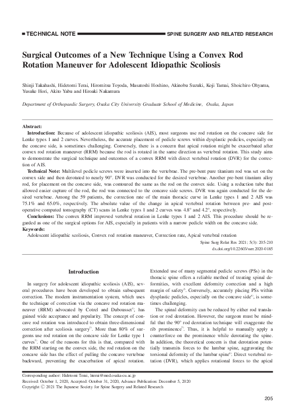 (PDF) Surgical Outcomes of a New Technique Using a Convex Rod Rotation ...