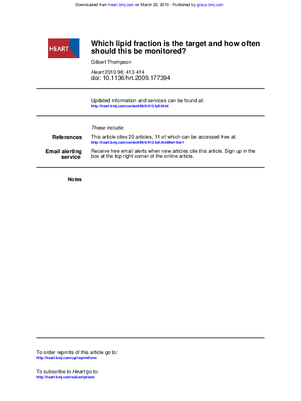 (PDF) Which lipid fraction is the target and how often should this be ...