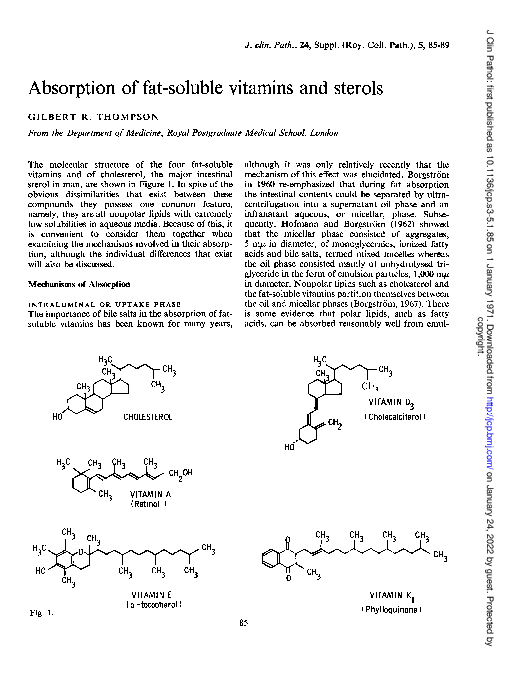 (PDF) Absorption of fat-soluble vitamins and sterols